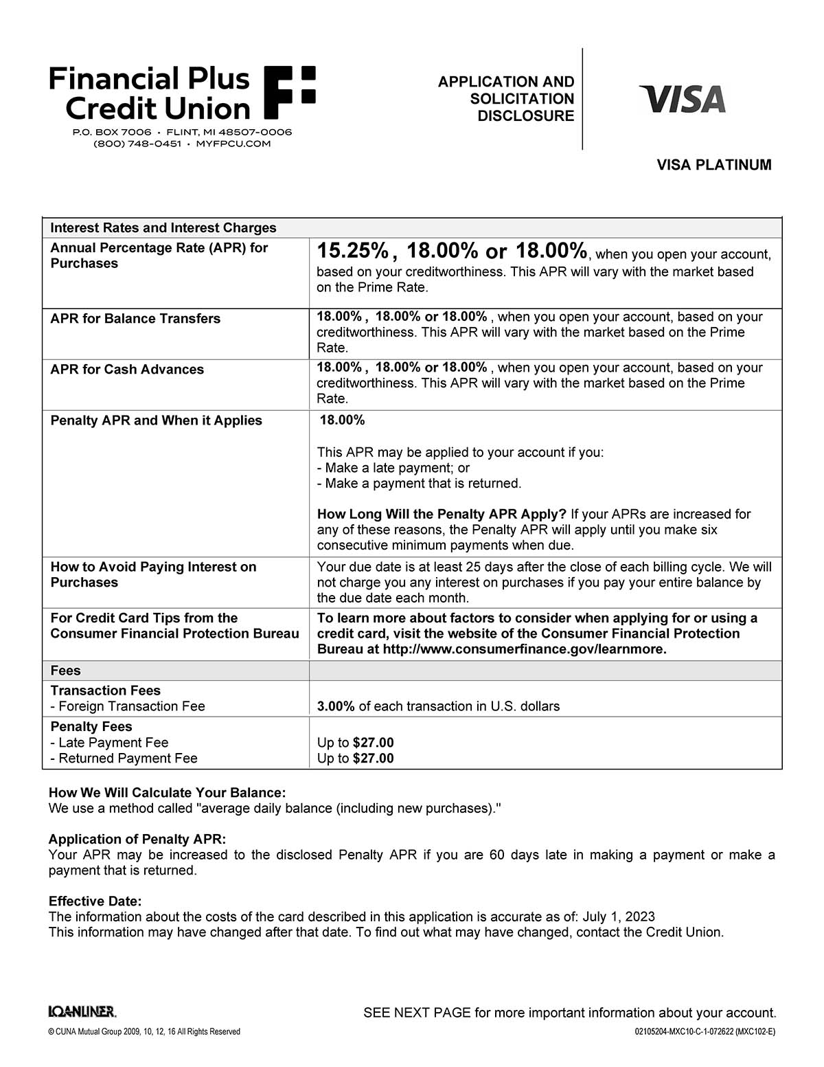 Visa Platinum Credit Card | Financial Plus Credit Union